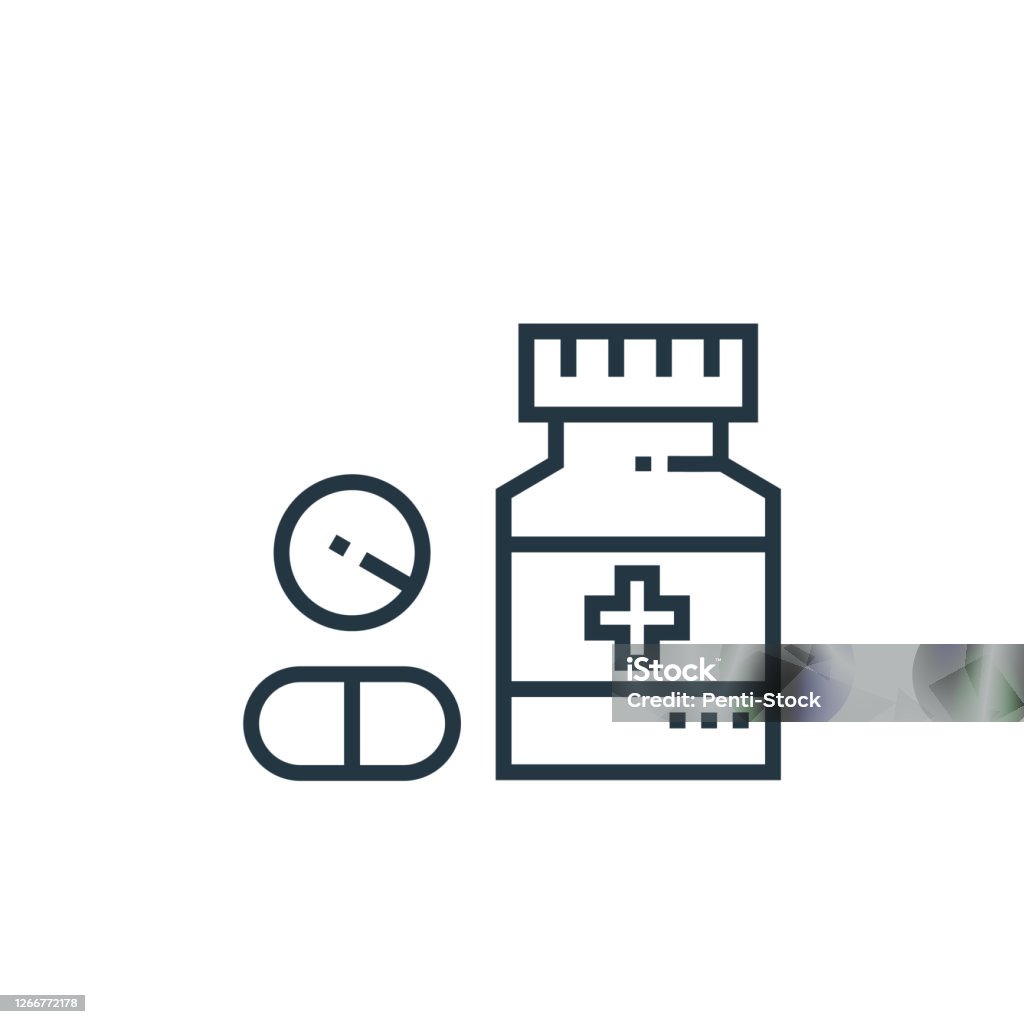 Ilustración De Icono Vectorial De Fármacos Aislado Sobre Fondo Blanco Esquema Icono De Drogas De