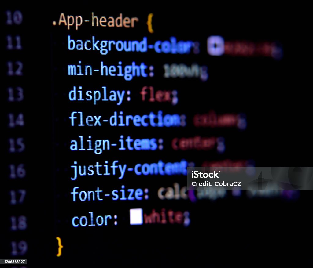 Modern Css3 Cascade Style Sheet Programming Code For Html Coding Stock