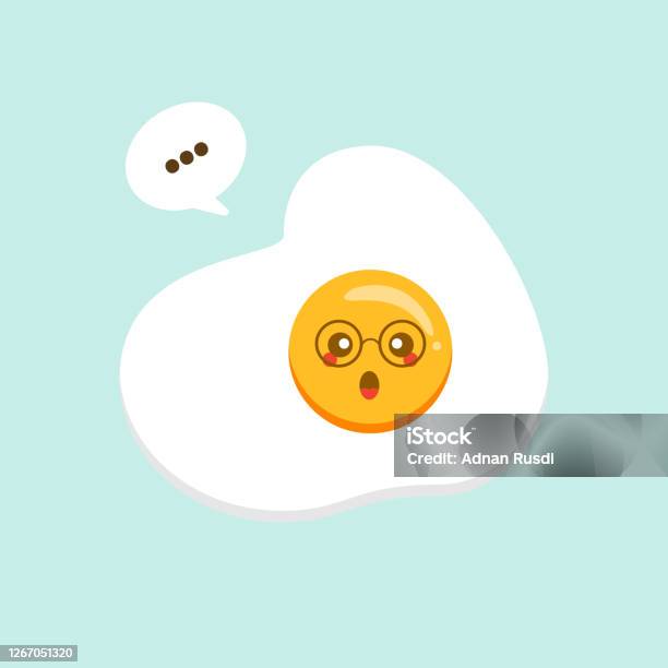 Personnage Mignon De Dessin Animé Doeuf Frit Isolé Sur Lillustration De