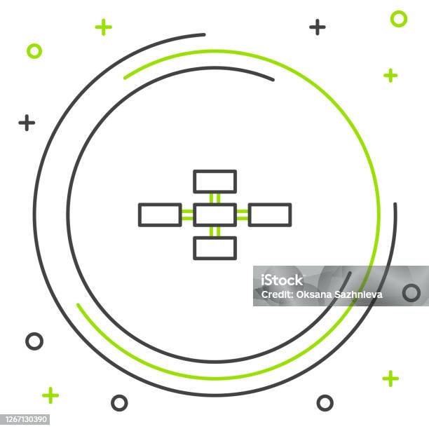 Ligne Noire Et Verte Icône Dinfographies De Graphique Dorganigramme De