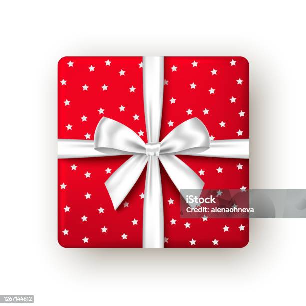 Kotak Hadiah Merah Dengan Pita Dan Busur Tampilan Atas Ilustrasi Stok ... Kotak Hadiah Merah Dengan Pita Dan Busur Tampilan Atas Ilustrasi Stok ...