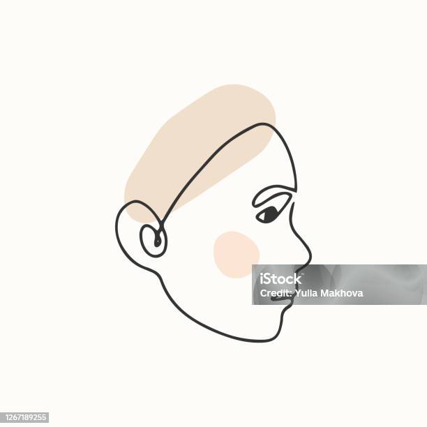 Wajah Abstrak Modern Ilustrasi Outline Vector Yang Digambar Tangan