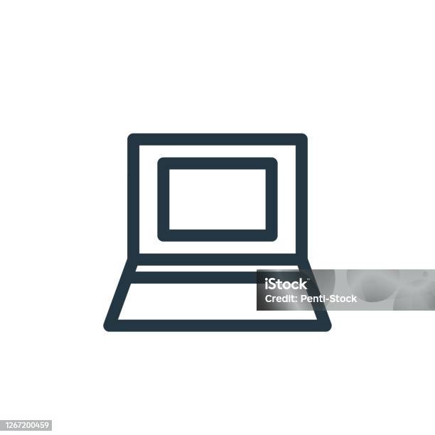 Icône Vectorielle Dordinateur Portable Isolée Sur Le Fond Blanc Contour