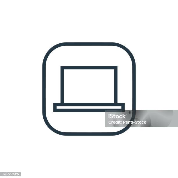 Icône Vectorielle Dordinateur Portable Isolée Sur Le Fond Blanc Contour