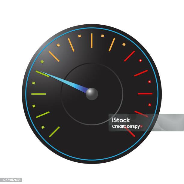 Ilustrasi Speedometer Hitam Pada Latar Belakang Putih Vektor Template