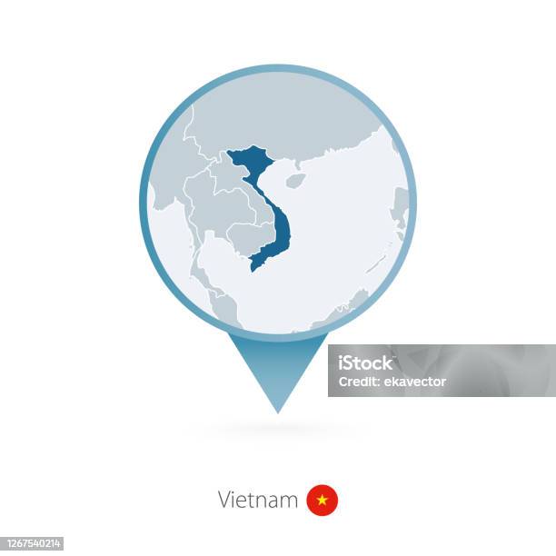 Épinglette De Carte Avec La Carte Détaillée Du Vietnam Et Des Pays