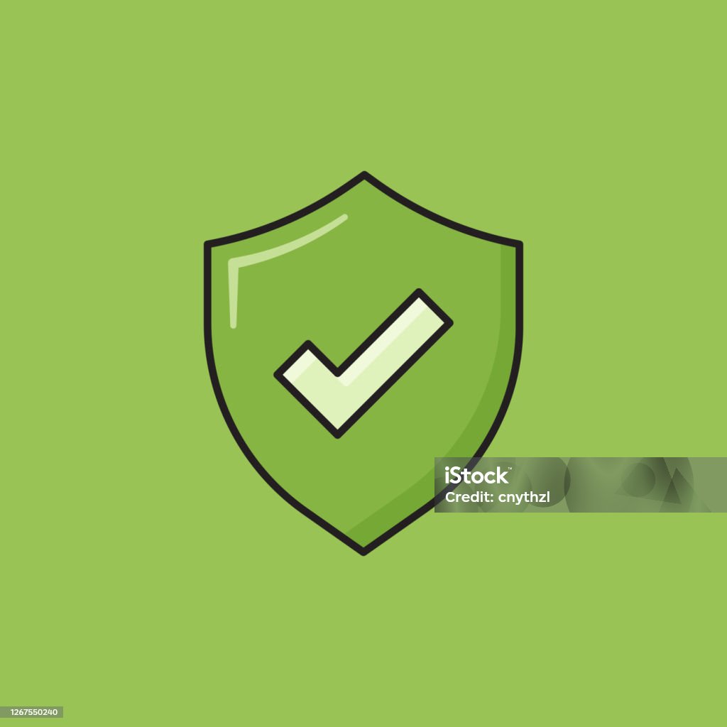 Flat Line Design Style Security Icon Outline Symbol Vector Illustration