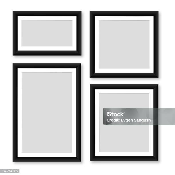 Bingkai Foto Gambar Vektor Kosong Mock Up Ilustrasi Koleksi Realistis