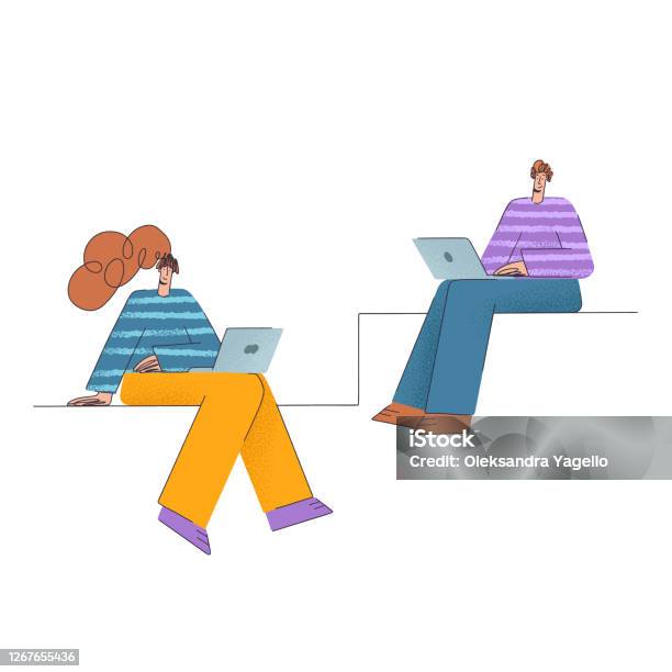 Kerja Tim Jarak Jauh Kerja Tim Sekelompok Orang Ilustrasi Stok Unduh