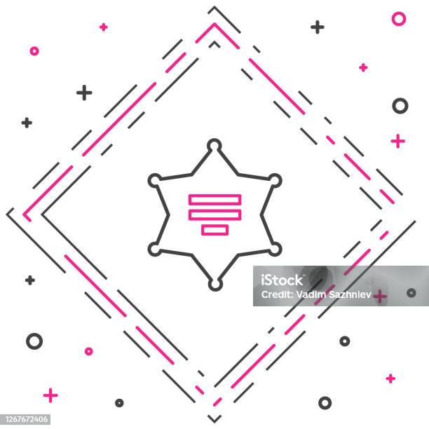 Ligne Hexagram Shérif Icône Isolée Sur Fond Blanc Icône Dinsigne De