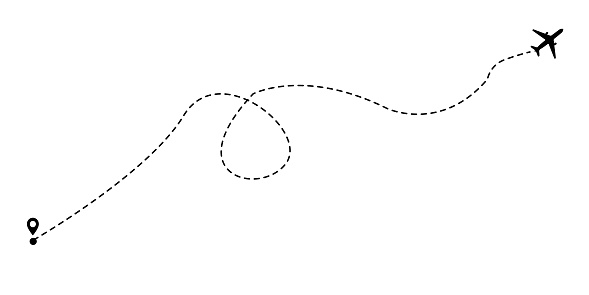 Icône Vectorielle De Trajectoire De Ligne Davion De Litinéraire De Vol