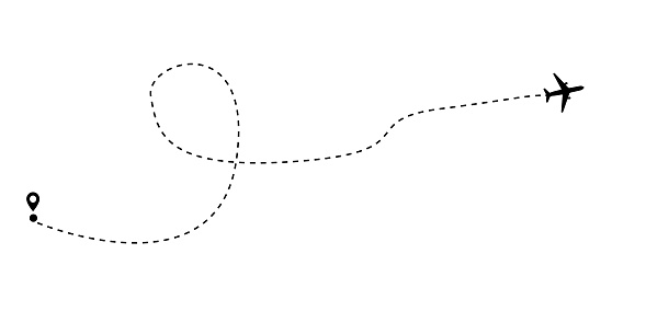 Icône Vectorielle De Trajectoire De Ligne Davion De Litinéraire De Vol