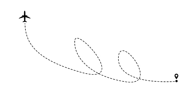 Icône Vectorielle De Trajectoire De Ligne Davion De Litinéraire De Vol