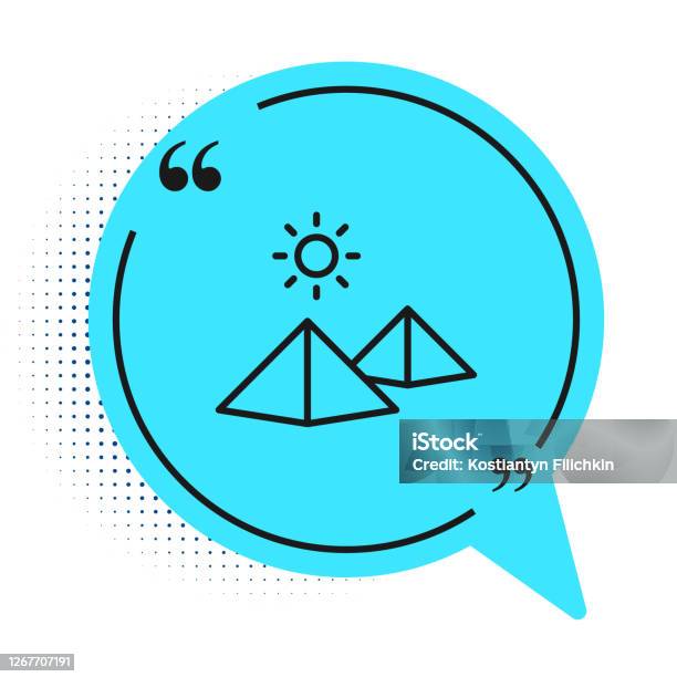Ligne Noire Egypte Pyramides Icône Isolée Sur Le Fond Blanc Symbole De