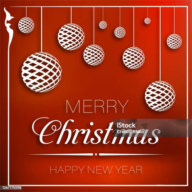 Selebaran Persegi Dengan Kertas Bola Natal Latar Belakang Meriah Untuk