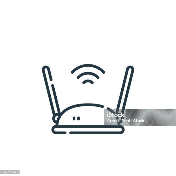 Icône Vectorielle De Routeur Wifi Isolée Sur Fond Blanc Contour Mince