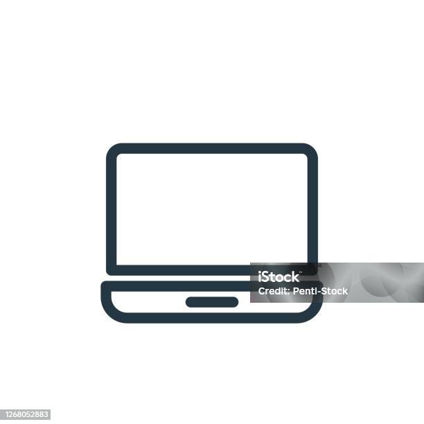 Icône Vectorielle Dordinateur Portable Isolée Sur Le Fond Blanc Contour
