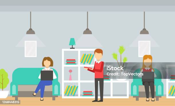 Orang Berkomunikasi Dan Bekerja Sama Di Kantor Terbuka Coworking