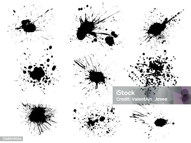 Éclaboussure Dencre Noire Et Blanche Vectorielle Trait De Tache Et De