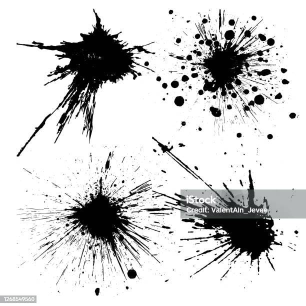 Éclaboussure Dencre Noire Et Blanche Vectorielle Trait De Tache Et De