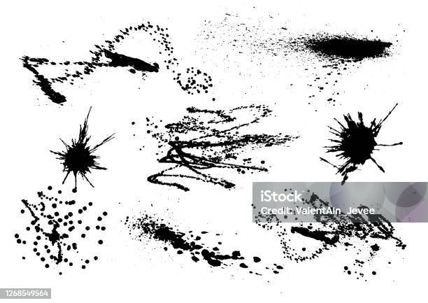 Éclaboussure Dencre Noire Et Blanche Vectorielle Trait De Tache Et De
