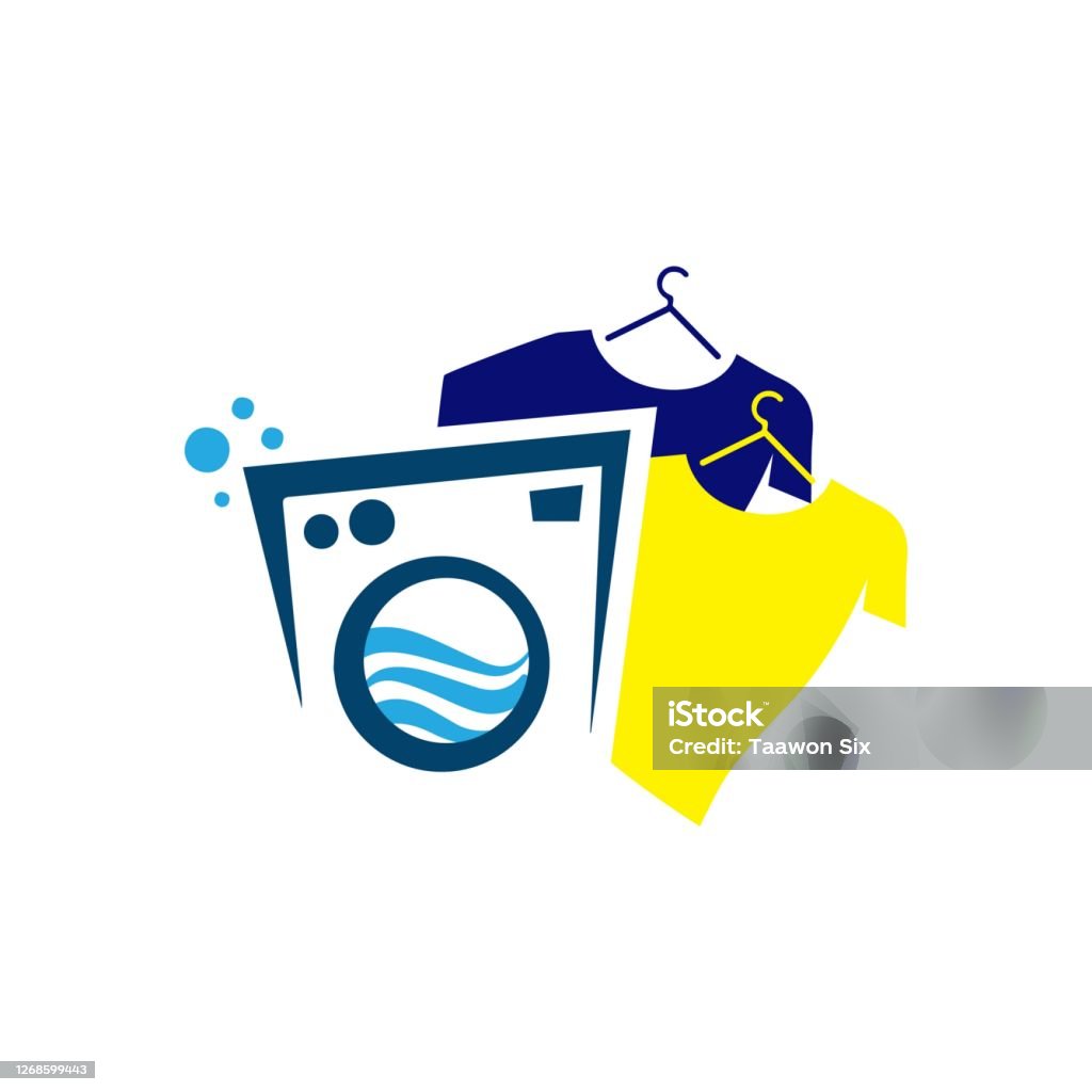 Logo Laundry Mendesain Vektor Konsep Simbol Logo Mesin Cuci Ilustrasi