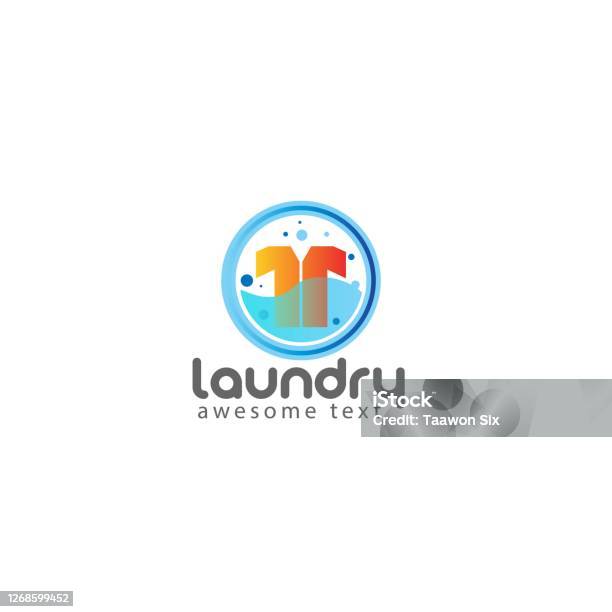 Logo Laundry Mendesain Vektor Konsep Simbol Logo Mesin Cuci Ilustrasi