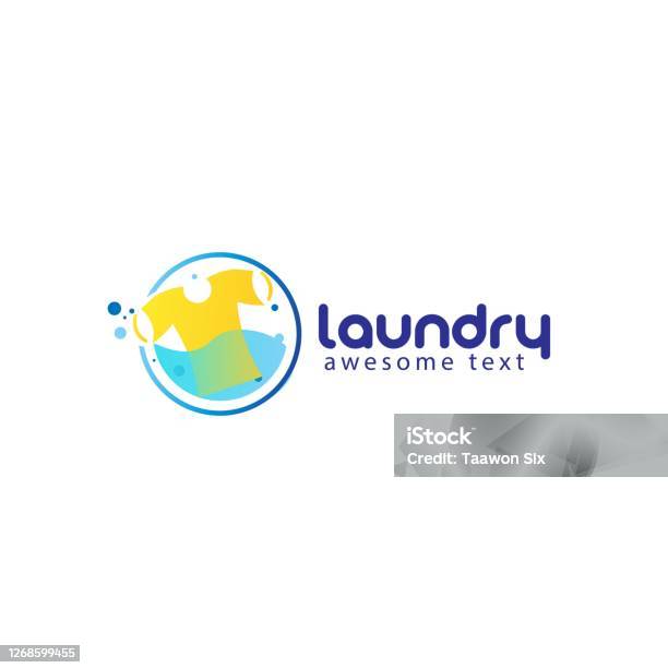 Logo Laundry Mendesain Vektor Konsep Simbol Logo Mesin Cuci Ilustrasi