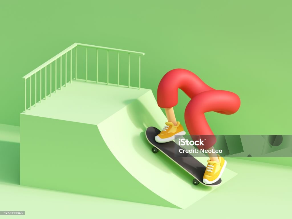 Foto De Renderização 3d Ilustração Colorida Do Skatista De Personagem
