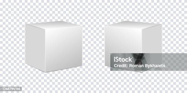 Mockup Kotak Paket Kardus Vektor Terisolasi Template Kotak Kosong Putih