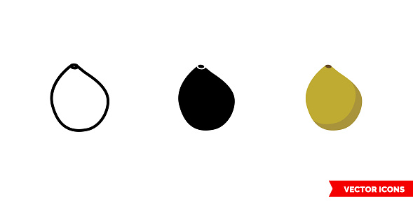 Icône De Coing De 3 Types De Couleur Noir Et Blanc Contour Symbole De