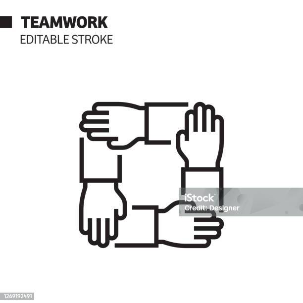 Icône De Ligne De Travail Déquipe Illustration De Symbole Vectoriel De