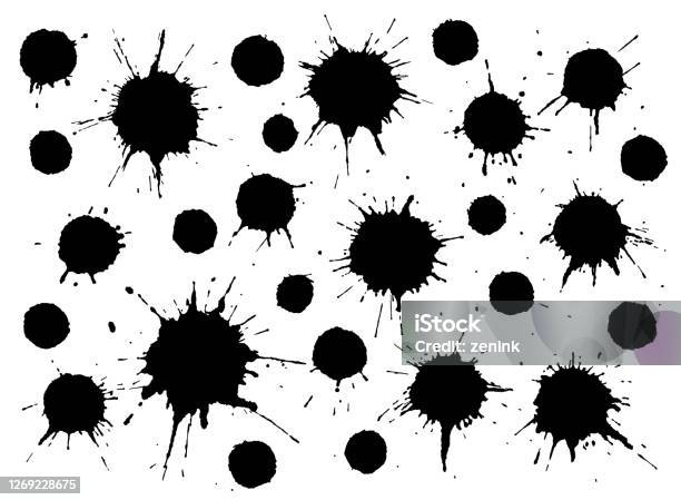 Éclaboussures De Goutte Dencre Fond Avec Des Taches Dencre Noire