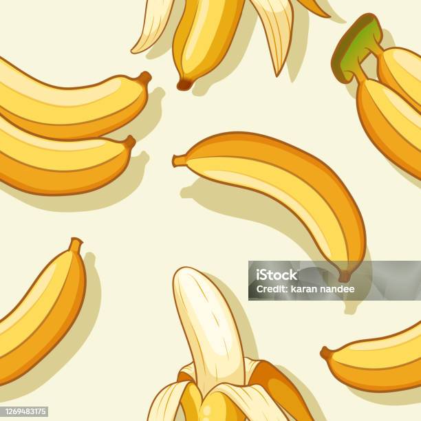 Desain Pola Pisang Dan Kulit Pisang Ilustrasi Stok Unduh Gambar