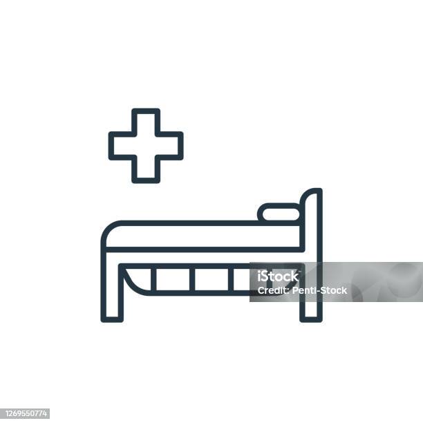 Icône Vectorielle De Lit Dhôpital Isolée Sur Le Fond Blanc Contour