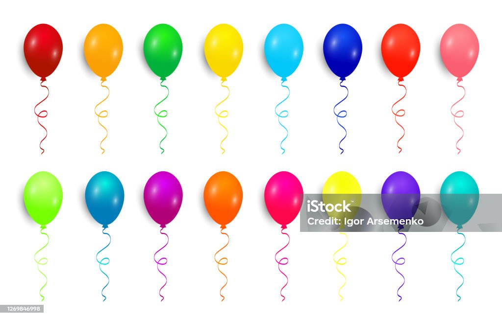 Colored Glossy Helium Balloons Isolated On A White Background Vector