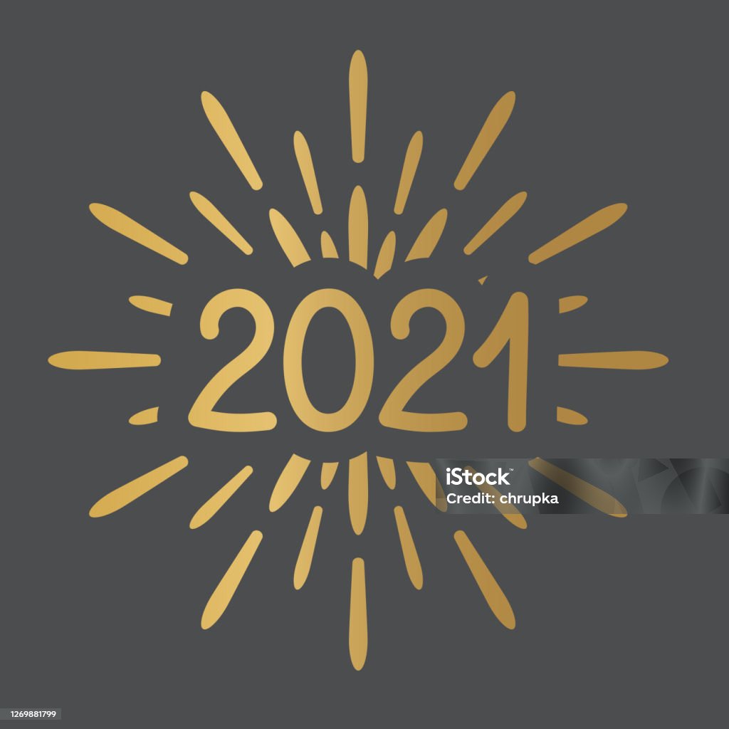 Année Dorée 2021 Et Concept De Feux Dartifice Vecteurs Libres De Droits