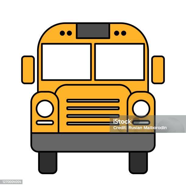 Icône Jaune Dautobus Scolaire Dans Le Modèle Plat Illustration