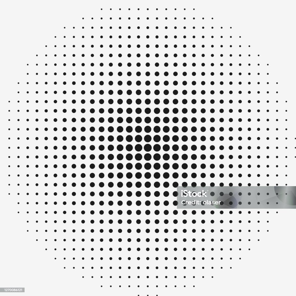 Dots In Matrix Grid Pattern With Radial Size Gradient Row And Columns