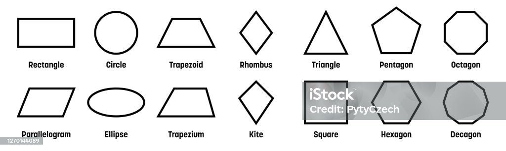 Geometrische Formen Mit Beschriftungen Satz Von 14 Grundformen Einfache ... Geometrische Formen Mit Beschriftungen Satz Von 14 Grundformen Einfache ...