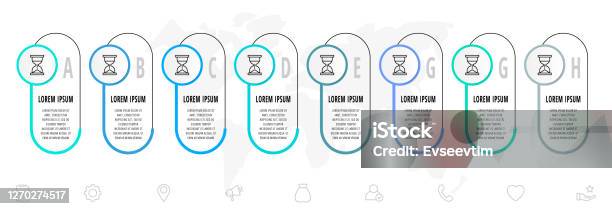 Lingkaran Infografis Dengan 8 Langkah Label Templat Vektor Garis Dapat