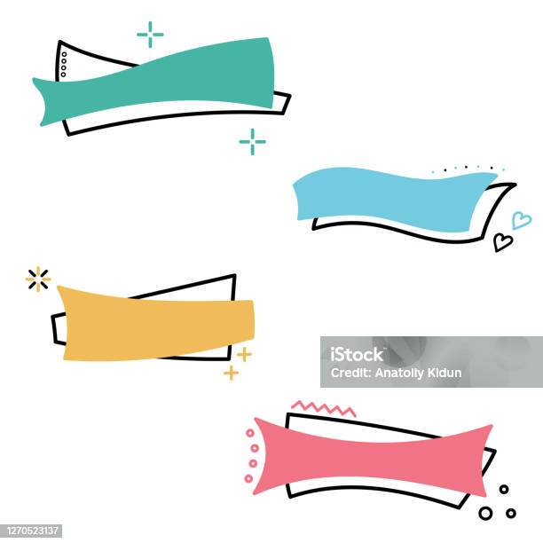Set Spanduk Vektor Abstrak Modern Bentuk Geometris Datar Dengan Warna