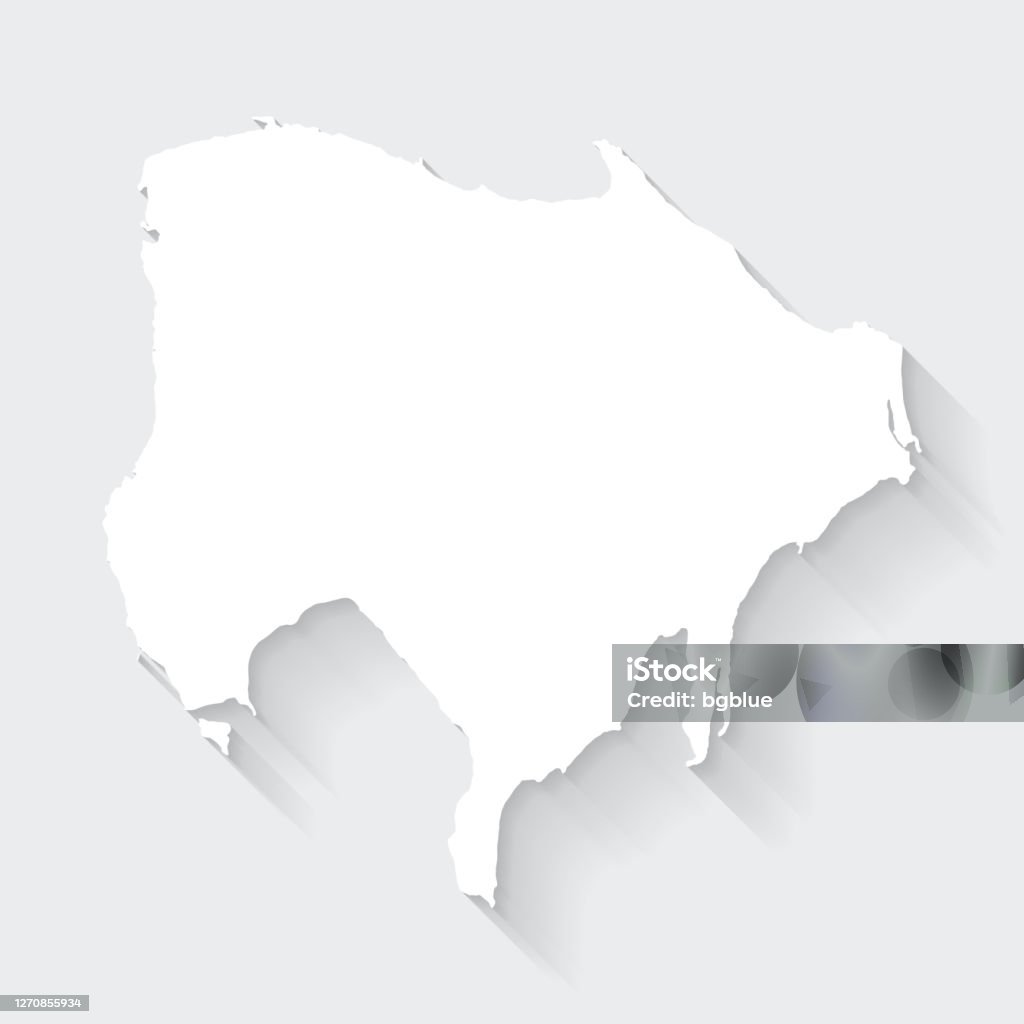 Djerba Map With Long Shadow On Blank Background Flat Design Stock