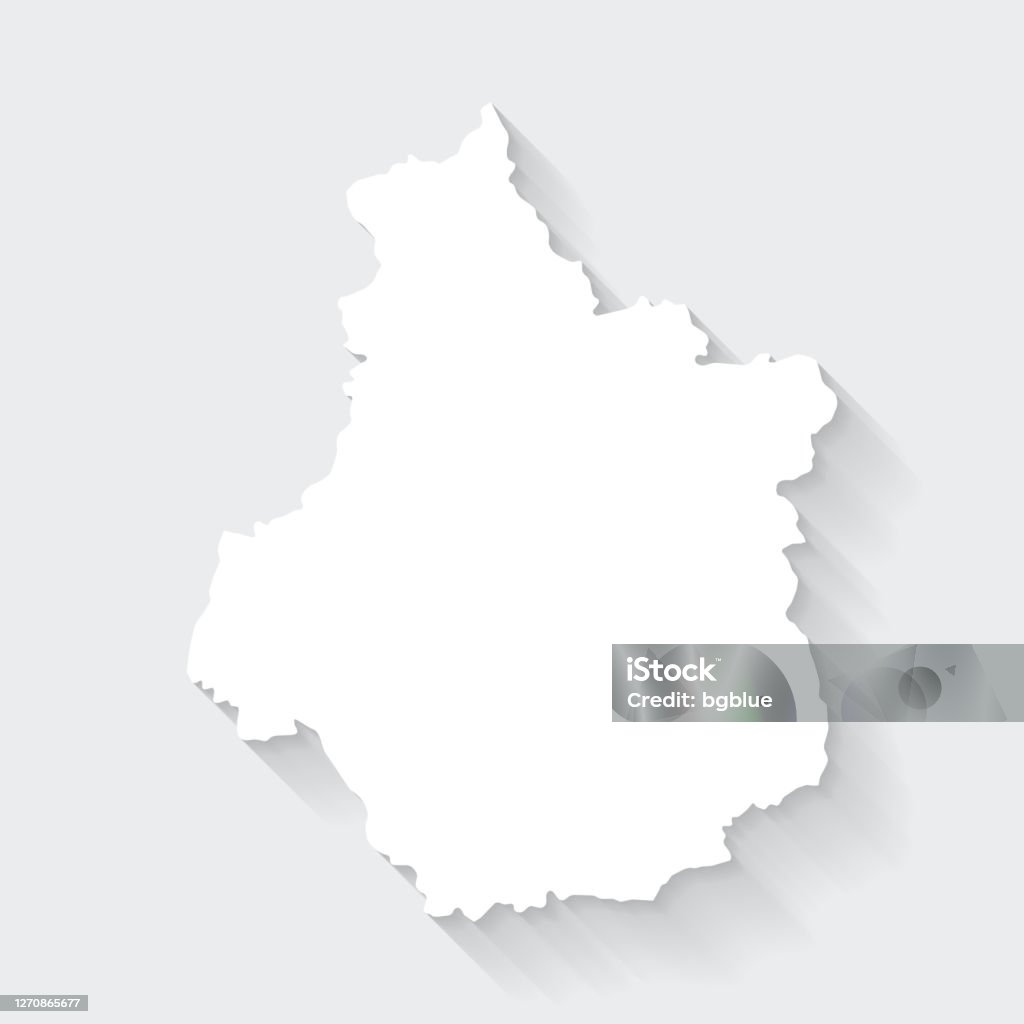 Carte Du Centreval De Loire Avec Une Longue Ombre Sur Fond Blanc Flat