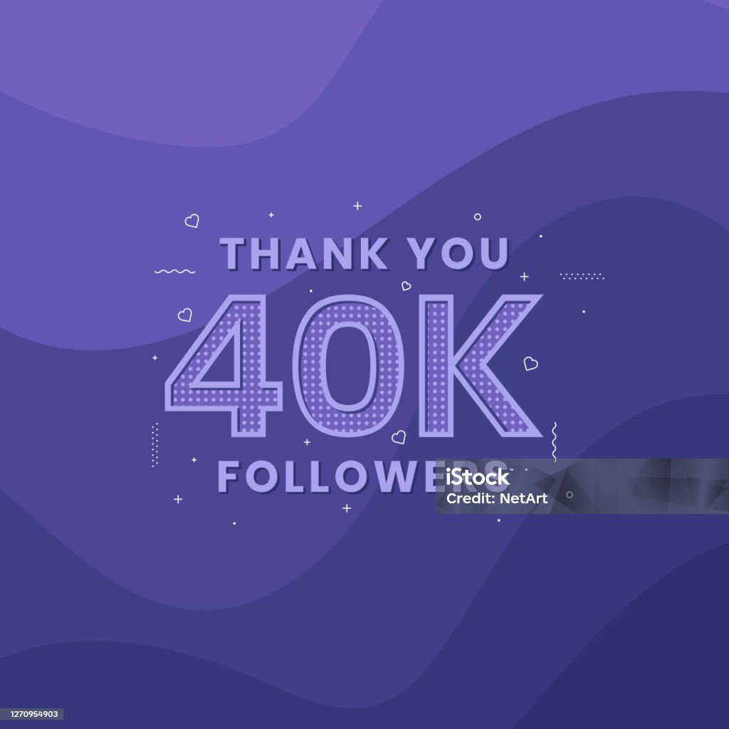 Thank You 40k Followers Greeting Card Template For Social Networks
