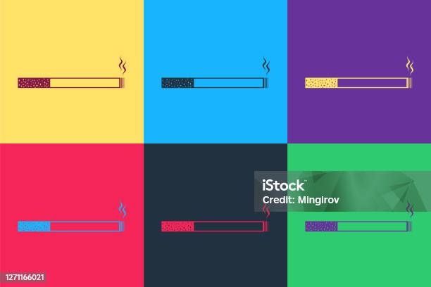 Icône De Cigarette De Pop Art Isolé Sur Le Fond De Couleur Signe De