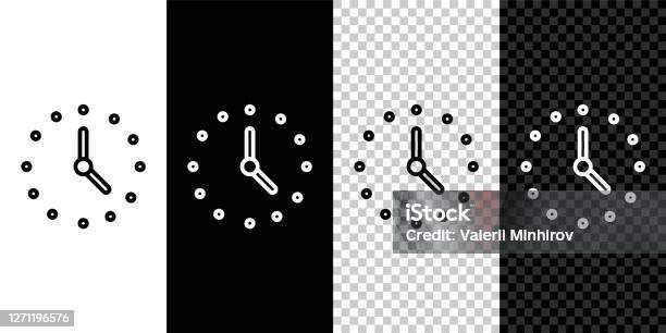 Définir Licône Horloge De Ligne Isolée Sur Le Fond Noir Et Blanc