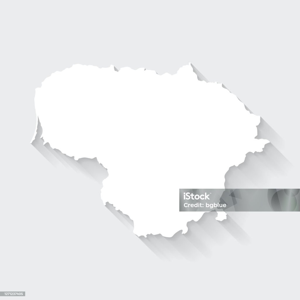 Ilustración De Mapa De Lituania Con Sombra Larga Sobre Fondo En Blanco