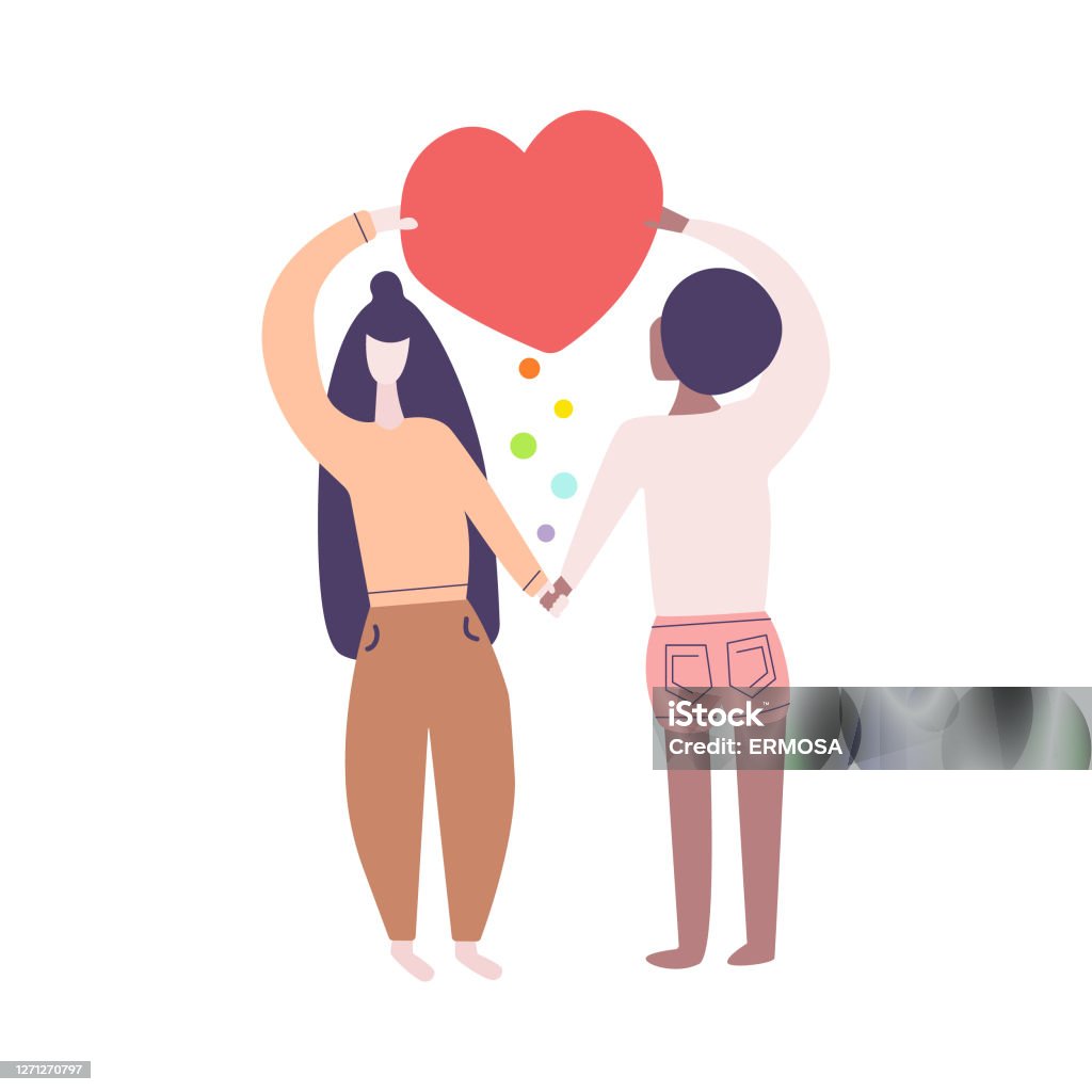 Two Women Holding Big Heart White And Black Girls Holding Hands Bubbles