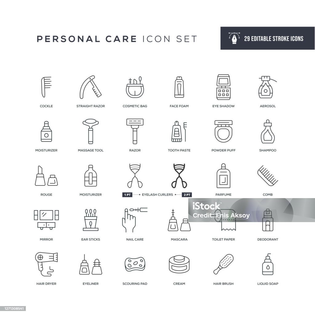 Personal Care Editable Stroke Line Icons Stock Illustration Download